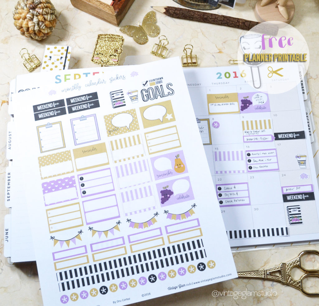 September Monthly Calendar Planner Stickers - Free Printable