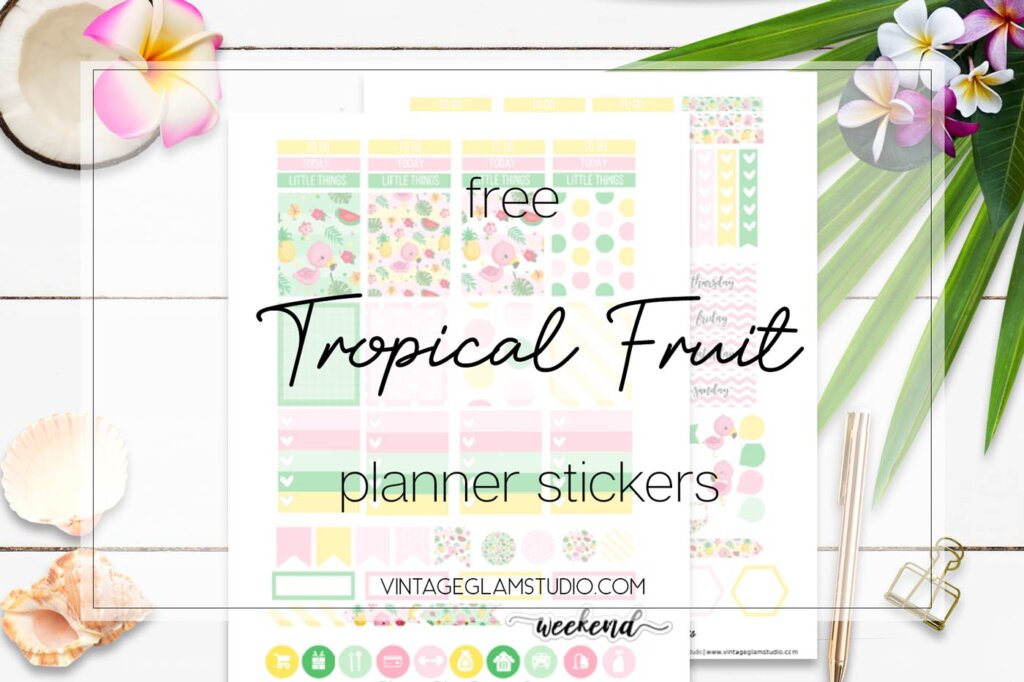 Tropical Fruit Planner Stickers Printable
