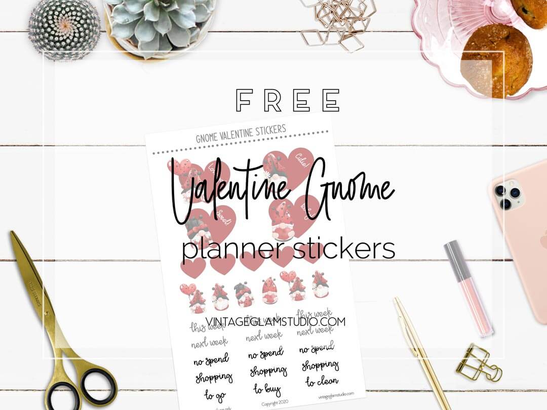 Free Valentine Gnome Planner Stickers